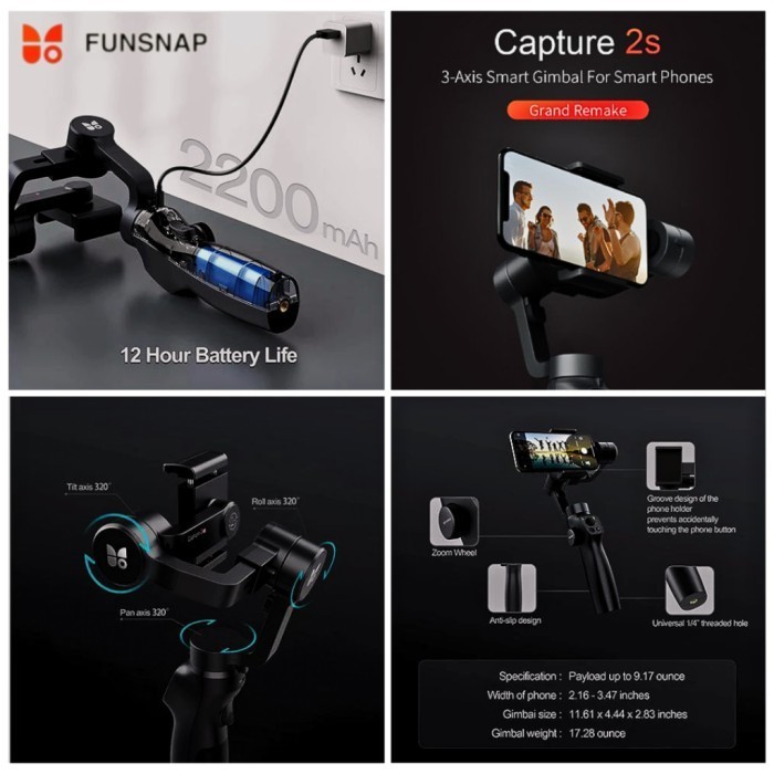 Jual Funsnap Capture Gimbal 2S Stabilizer 3-Axis Untuk Semua Hp ...