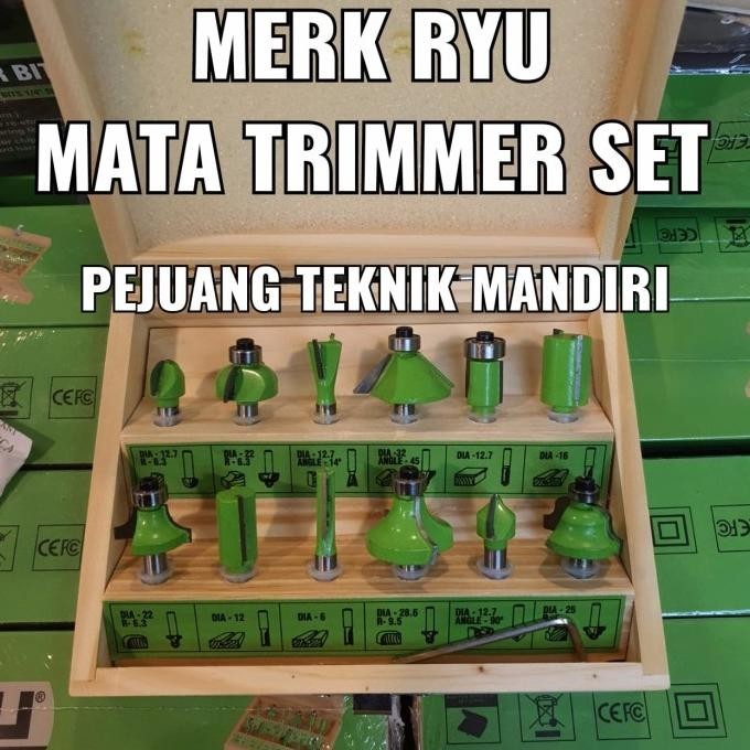 Jual Pertukangan RYU MATA PROFIL TRIMMER KAYU SET 12PCS / MATA TRIMMER ...
