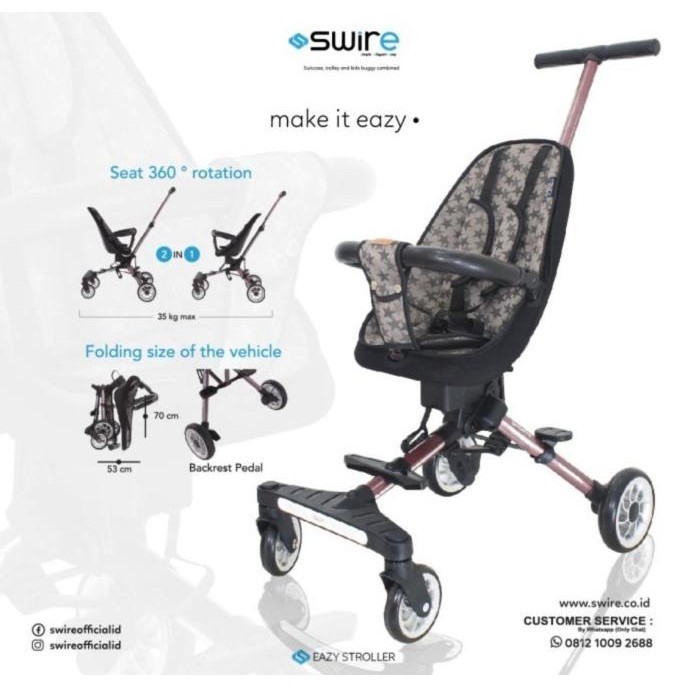 Jual Stroller Anak Bayi Balita PMB Eazy 2in1 Stroler Anak Swire SW 969 ...