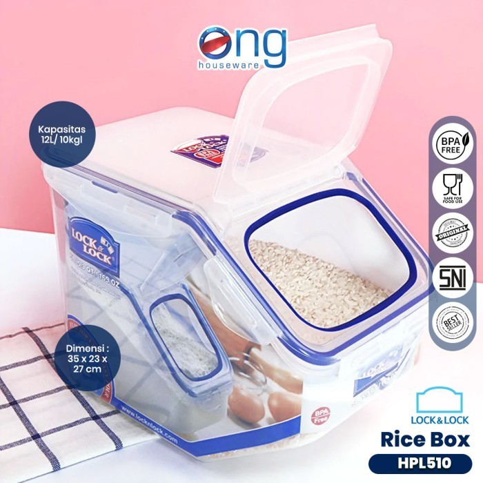 Jual Rice Box Tempat Wadah Penyimpanan Kotak Beras 10Kg 12L HPL510 ...