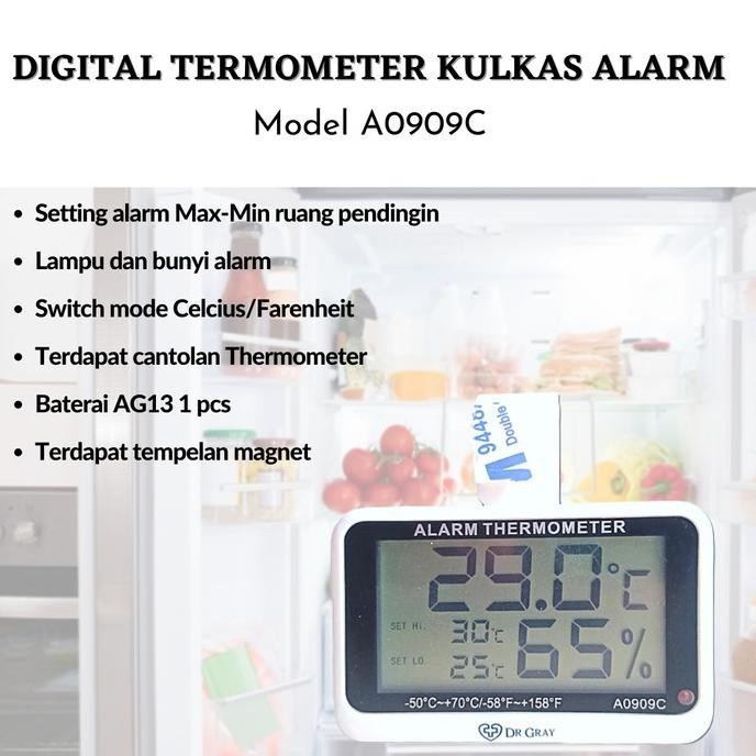Jual Digital Thermometer Kulkas Model A0909C Dengan Alarm | Shopee ...