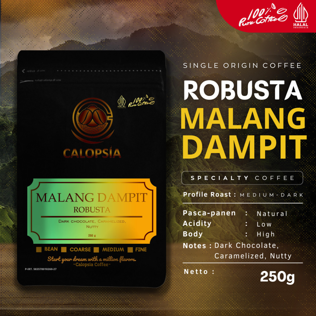 Jual CALOPSIA Kopi Java Dampit Robusta Single Origin 250 Gram ...