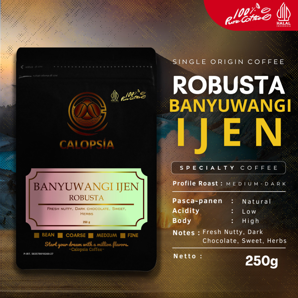 Jual CALOPSIA Kopi Banyuwangi Ijen Robusta Single Origin 250 Gram ...