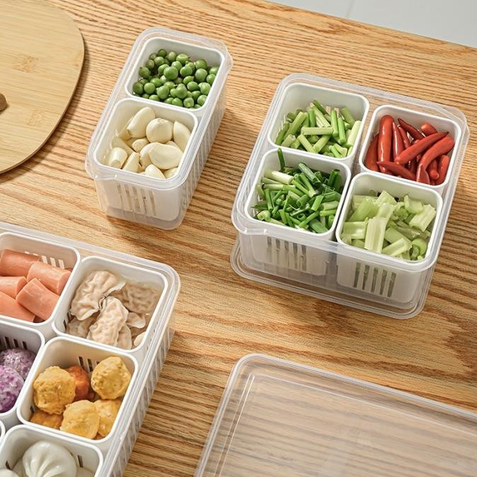 Jual kotak sekat saringan penyimpan makanan kulkas freezer food storage ...
