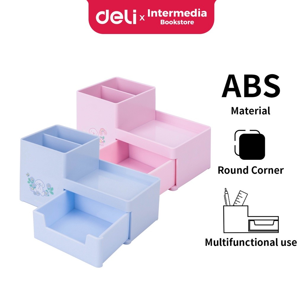 Jual Deli 8922 Desk Organizer Kotak Penyimpanan Pulpen Pensil Biru/Pink ...