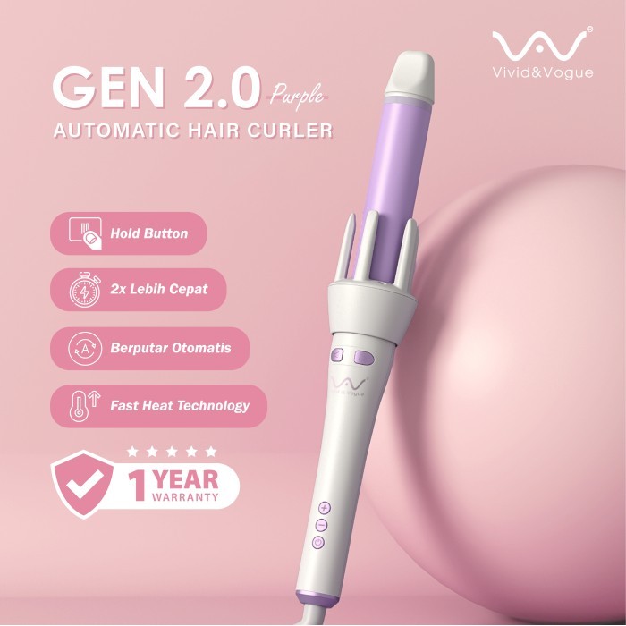 Jual Catokan Curly Otomatis Vivid Vogue Gen2 Ungu 32Mm | Shopee Indonesia