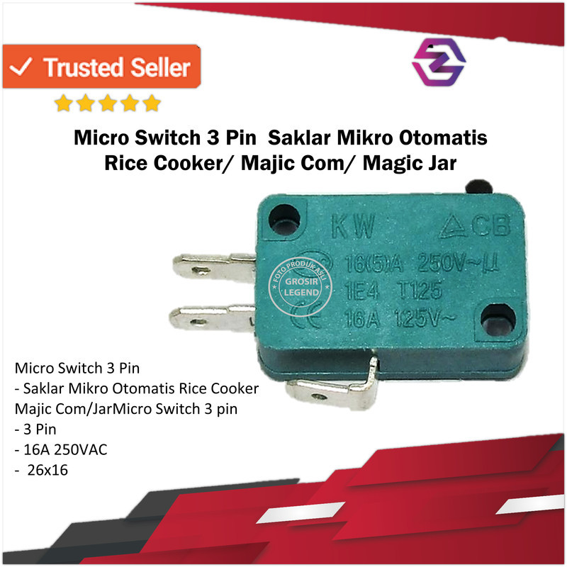 Jual Micro Switch 3 Pin Saklar Mikro Otomatis Rice Cooker Majic Com / Jar | Shopee Indonesia