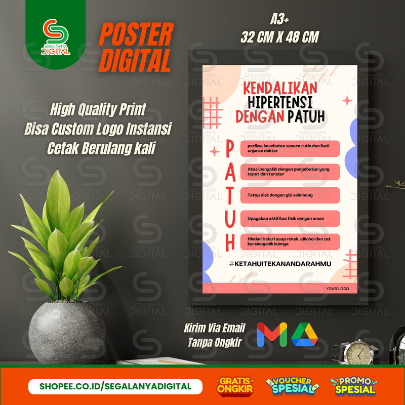 Jual (PK.059) Poster Kesehatan Kendalikan Hipertensi dengan PATUH Bisa ...