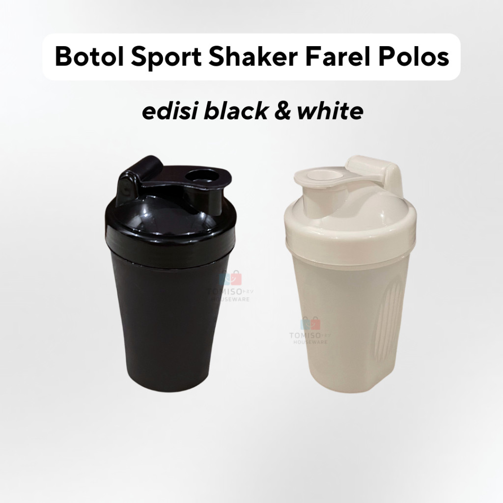 Jual Sale Botol Minum Farel Shaker Sport Polos 400Ml Black & White ...