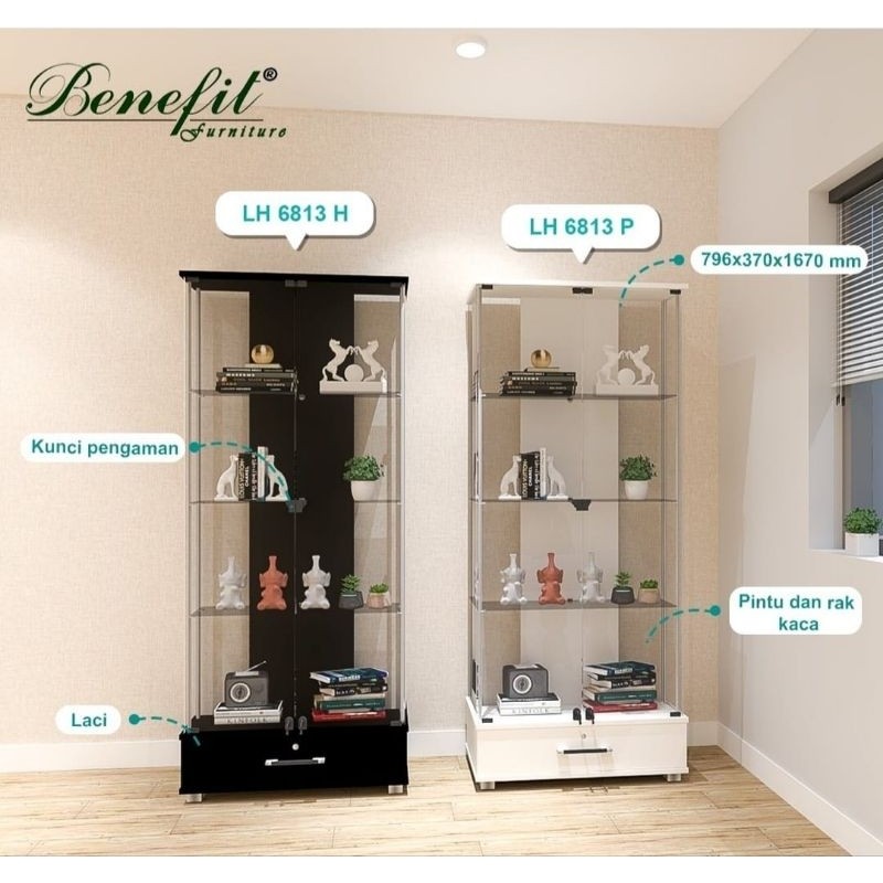 Jual Lemari Kaca Pajangan ruang tamu / Lemari Hias Kaca 2 Pintu ...