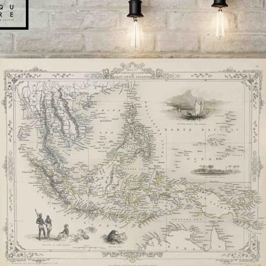 Jual Poster Plus Frame Kayu - Peta Indonesia Vintage Rare - Size A2 ...