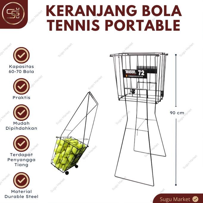 Jual KERANJANG BOLA TENNIS RODA | STAND BALL BASKET FOR TENNIS HOPPER ...