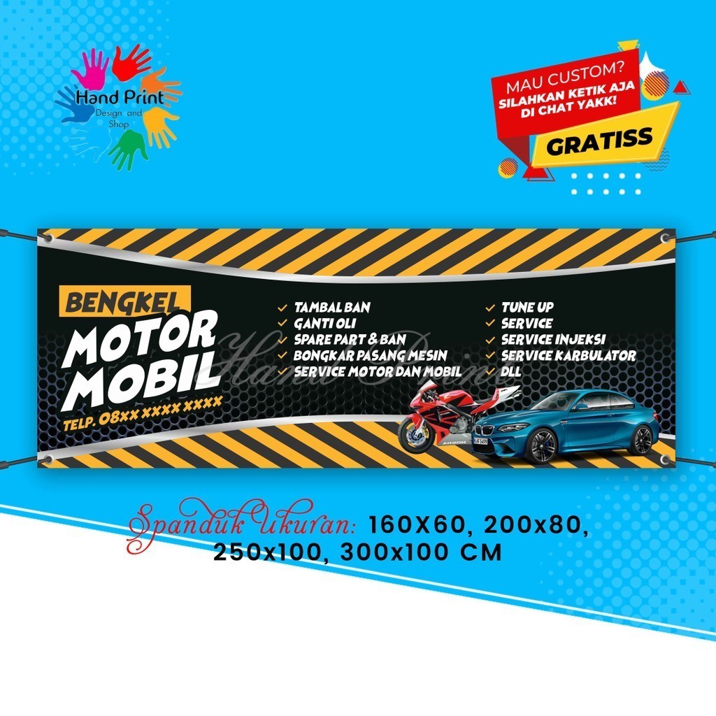 Jual SPANDUK BANNER Bengkel Motor Mobil Racing Hitam MMT Spanduk Custom ...