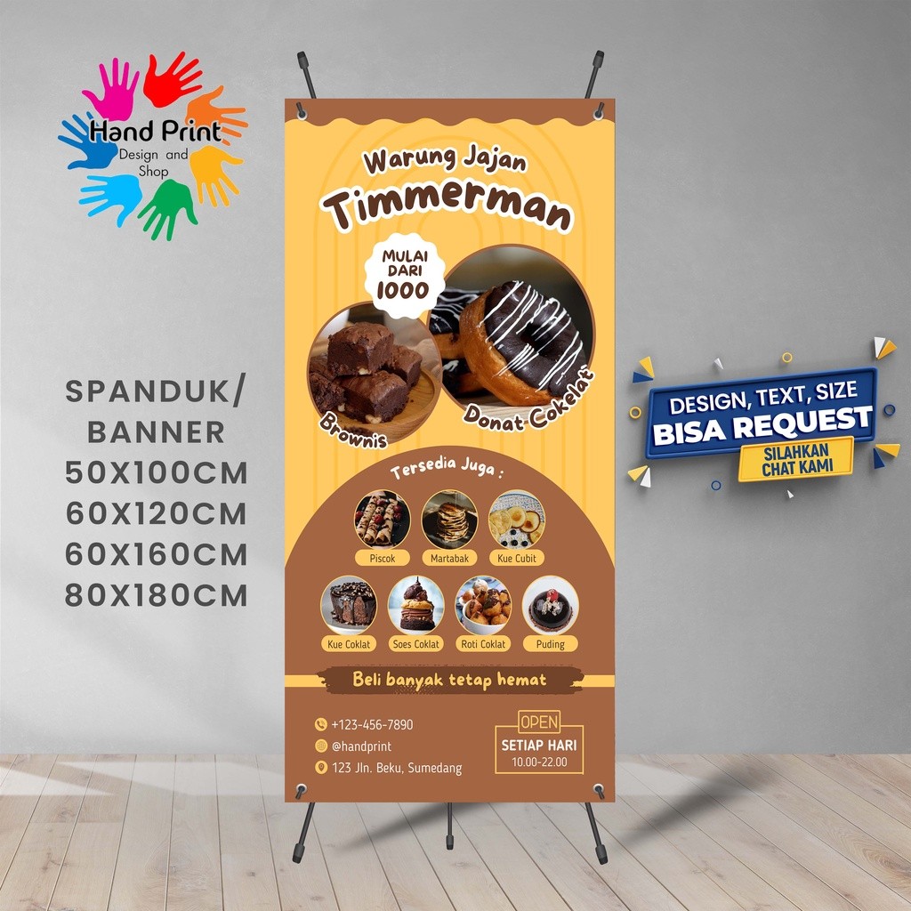 Jual SPANDUK BANNER Warung Jajan Donat Cake Coklat 60x160 CM Outdoor ...