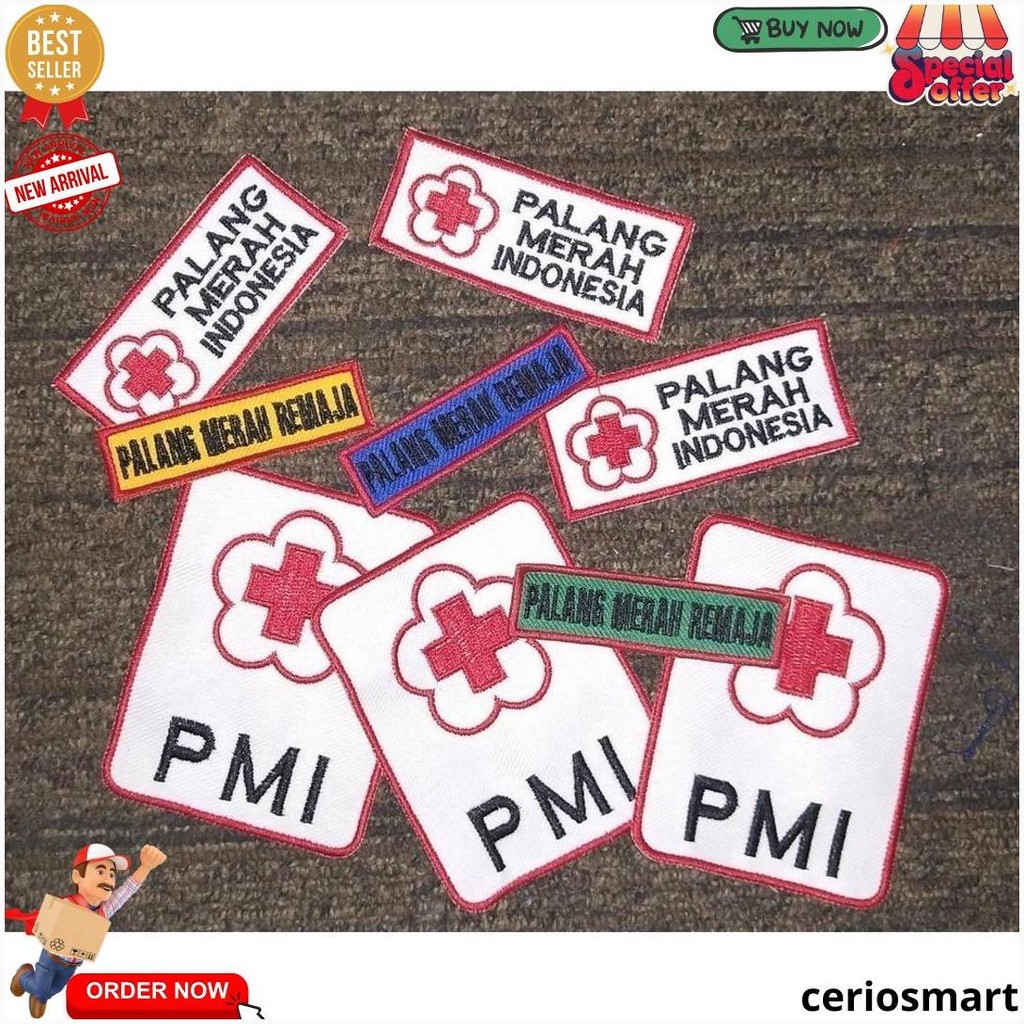 Jual Set Atribut Badge Bet Logo Pmi Pmr Bordir Patch Mula Madya Wira Sd ...