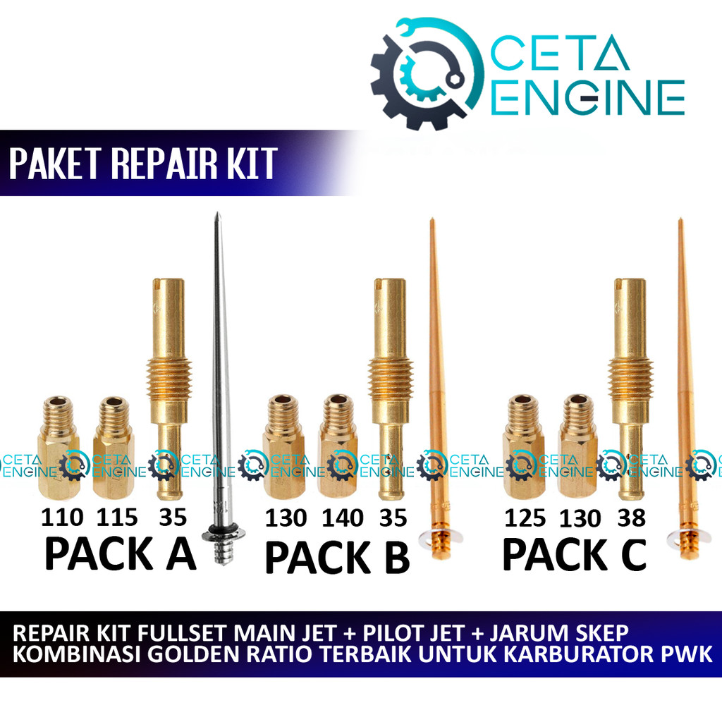 Jual (COD) SET 4 PAKET REPAIR KIT PWK KOTAK UNTUK KARBURATOR SEMUA UKURAN 24 26 28 30 32 34 MAIN ...