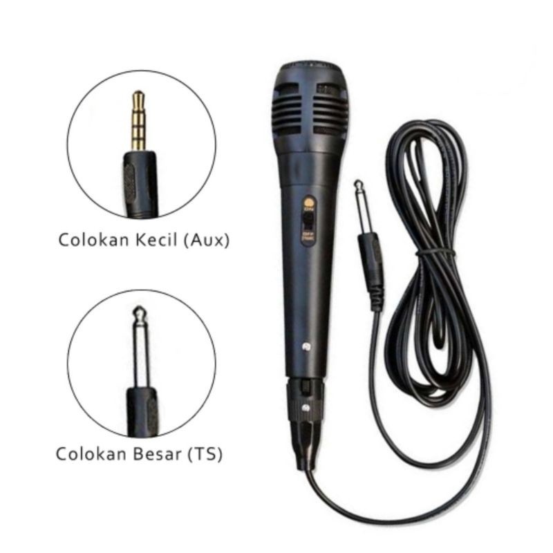 Jual MICROPHONE KABEL KARAOKE Colokan Kecil 3,5mm Dan Besar Murah / MIC ...