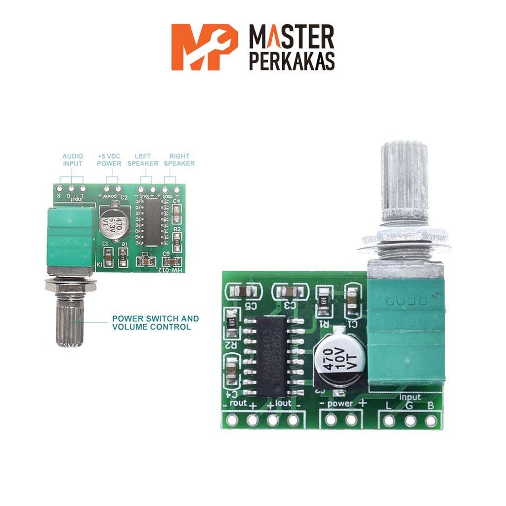 Jual Potensio Mini 5V PAM8403 MP / Power Amplifier Digital dengan ...