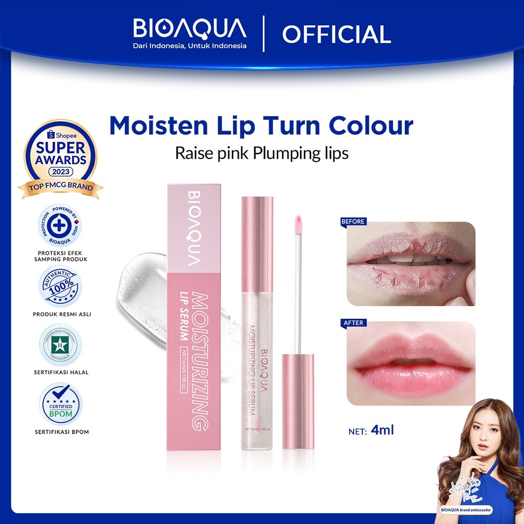 Jual BIOAQUA Lip Serum Bibir 4ml Moisturizing Berubah Warna Pink Lip ...