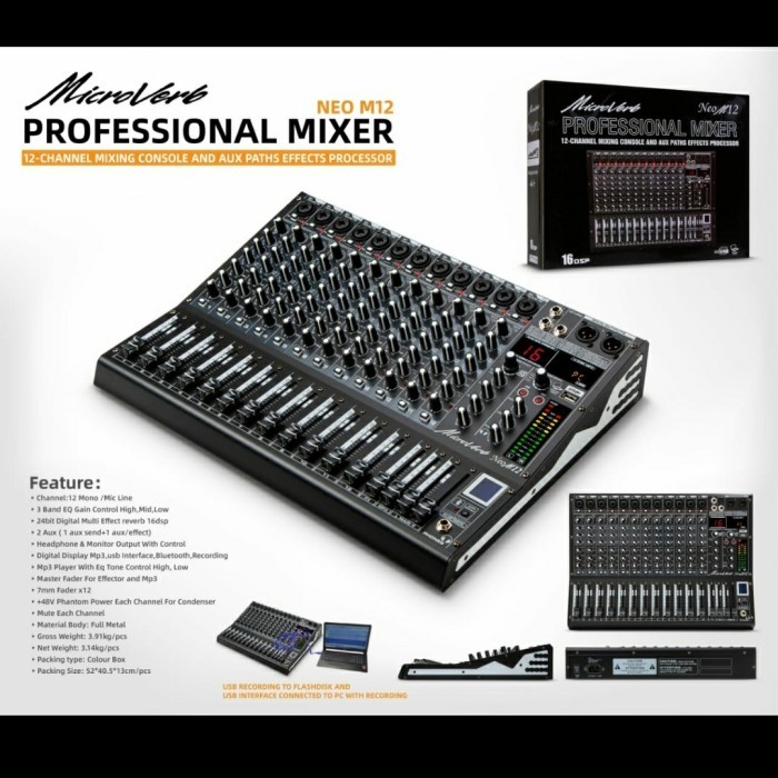 Jual MIXER AUDIO MICROVERB NEO M12 12CH USB-BLUETOOTH RECORDING TO PC ...