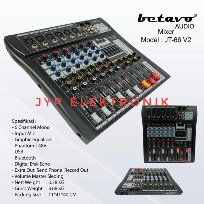 Jual MIXER AUDIO BETAVO JT 66 V2 / JT 66V2 PROFESIONAL 6 CHANNEL | Shopee Indonesia