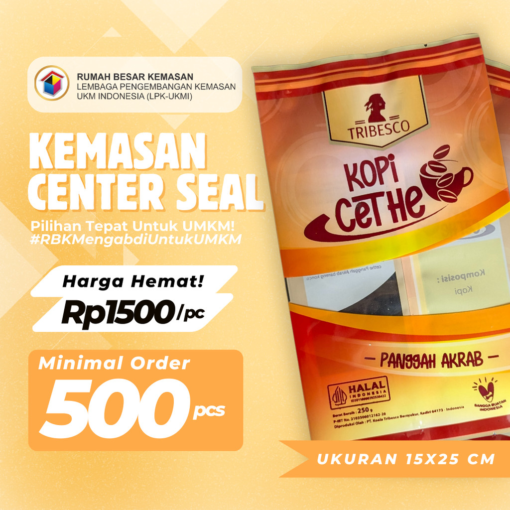 Jual Kemasan Center Seal Plastik UKM Kuning Makanan Snack Frozen Food ...
