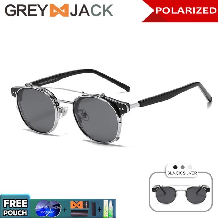 Jual Grey Jack Frame Kacamata Clip On Polarized Style Vintage Retro 9094 | Shopee Indonesia