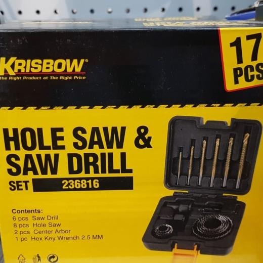 Jual Krisbow Hole Saw Set / Krisbow Set Gergaji Bor & Mata Gergaji 17 ...