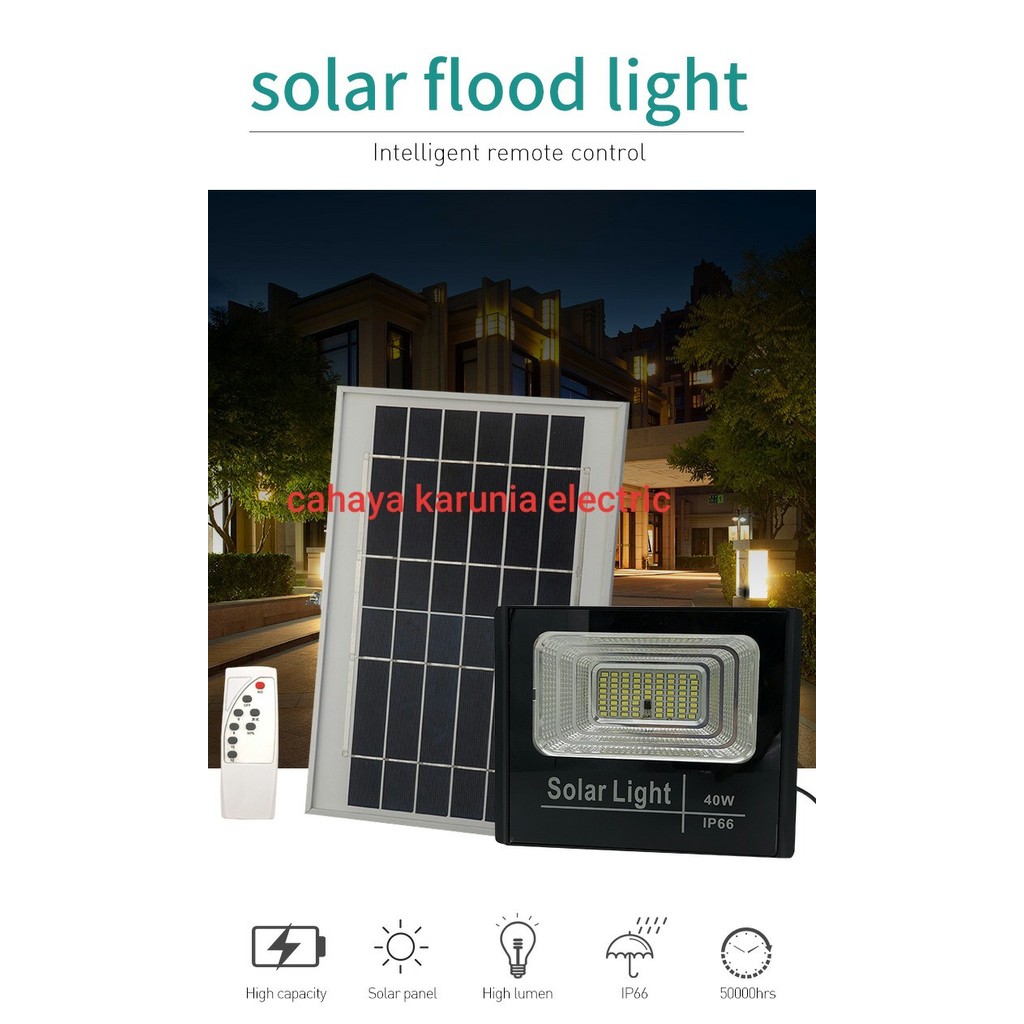 Jual Lampu sorot tenaga surya solar cell 40 watt LED full sett IP 66 ...