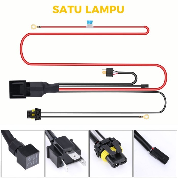 Jual KABEL RELAY BILED DAN RELAY HID MOTOR KABEL SET HID MOTOR H4 KABEL ...