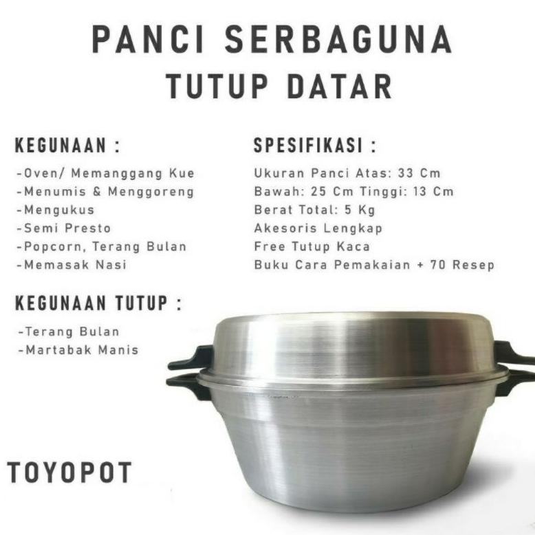 Jual Bas-12 Toyopot Panci Serbaguna Tutup Datar Dan Tutup Datar Kaca ...