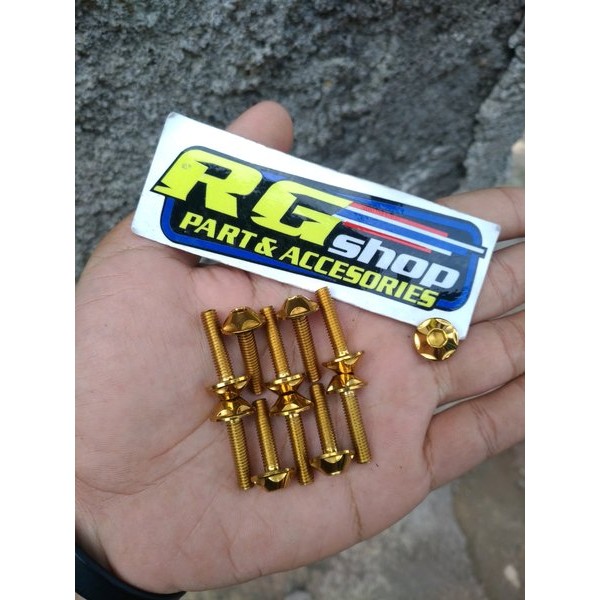 Jual baut probolt payung gold model spyder consol 5x20 drat 8 panjang 20mm original heng ...