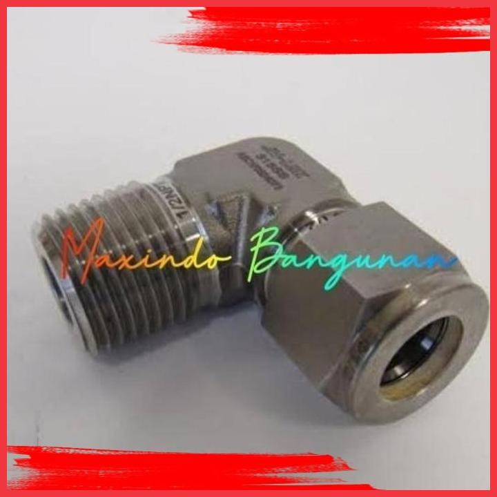 Jual (MAXI) MALE ELBOW CONNECTOR OD 10MM X 3/8" INCH NPT STAINLESS ...