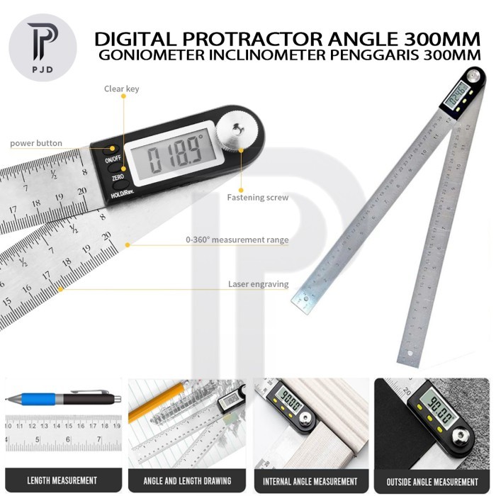 Jual Digital Protractor Angle Ruler Goniometer Inclinometer Penggaris 300mm | Shopee Indonesia