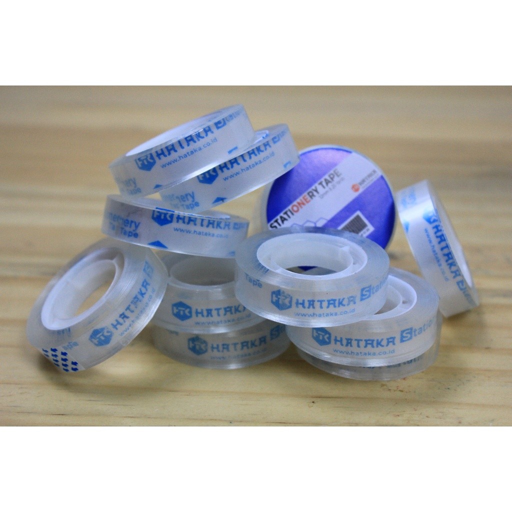 Jual (HATAKA) Isolasi Bening Ukuran 12 mm X 25 Yards Stationery Tape ...