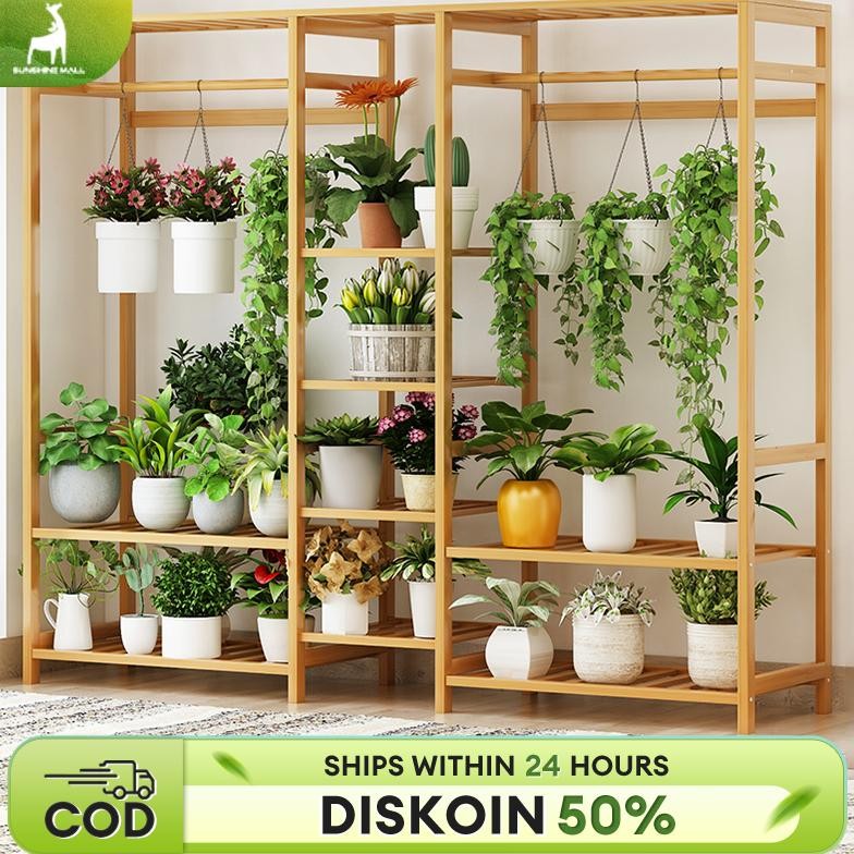 Jual Rak bunga kayu Rak kayu 4/5 Tingkat Rak susun Rak Bunga Rak ...