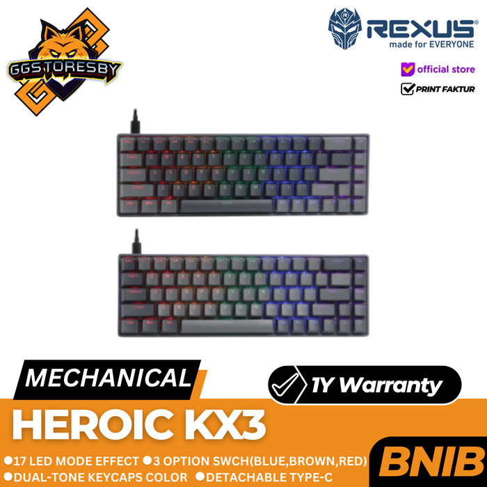 Jual READY!! REXUS HEROIC KX3 MECHANICAL Gaming Keyboard | Shopee Indonesia