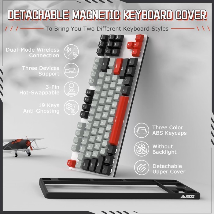 Jual TERBARU!! Ajazz AK871 Wireless Mechanical Keyboard Bluetooth Dual ...