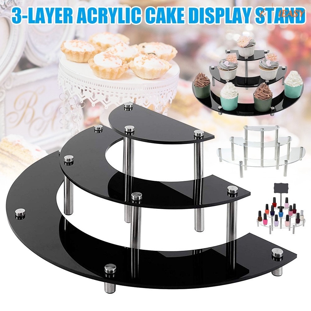 Jual Rak Display Perhiasan Akrilik Setengah Lingkaran 3 Lapis Tempat ...