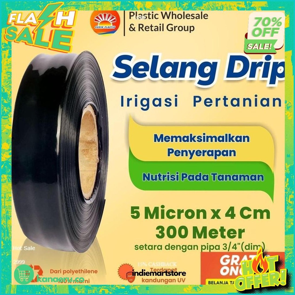 Jual Selang Drip 5 Micron 4 Cm 300 Meter - Pipa 3/4 Inch Sale | Shopee ...