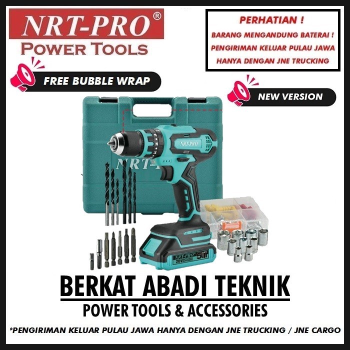 Jual Nrt-Pro Dc340 Bor Cordless Drill Baterai Tangan Charger Cas 20 V ...