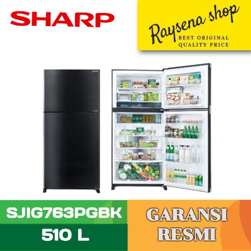 Jual SHARP KULKAS 2 PINTU BESAR BIG 2 DOOR REFRIGERATOR SJIG763PGBK ...