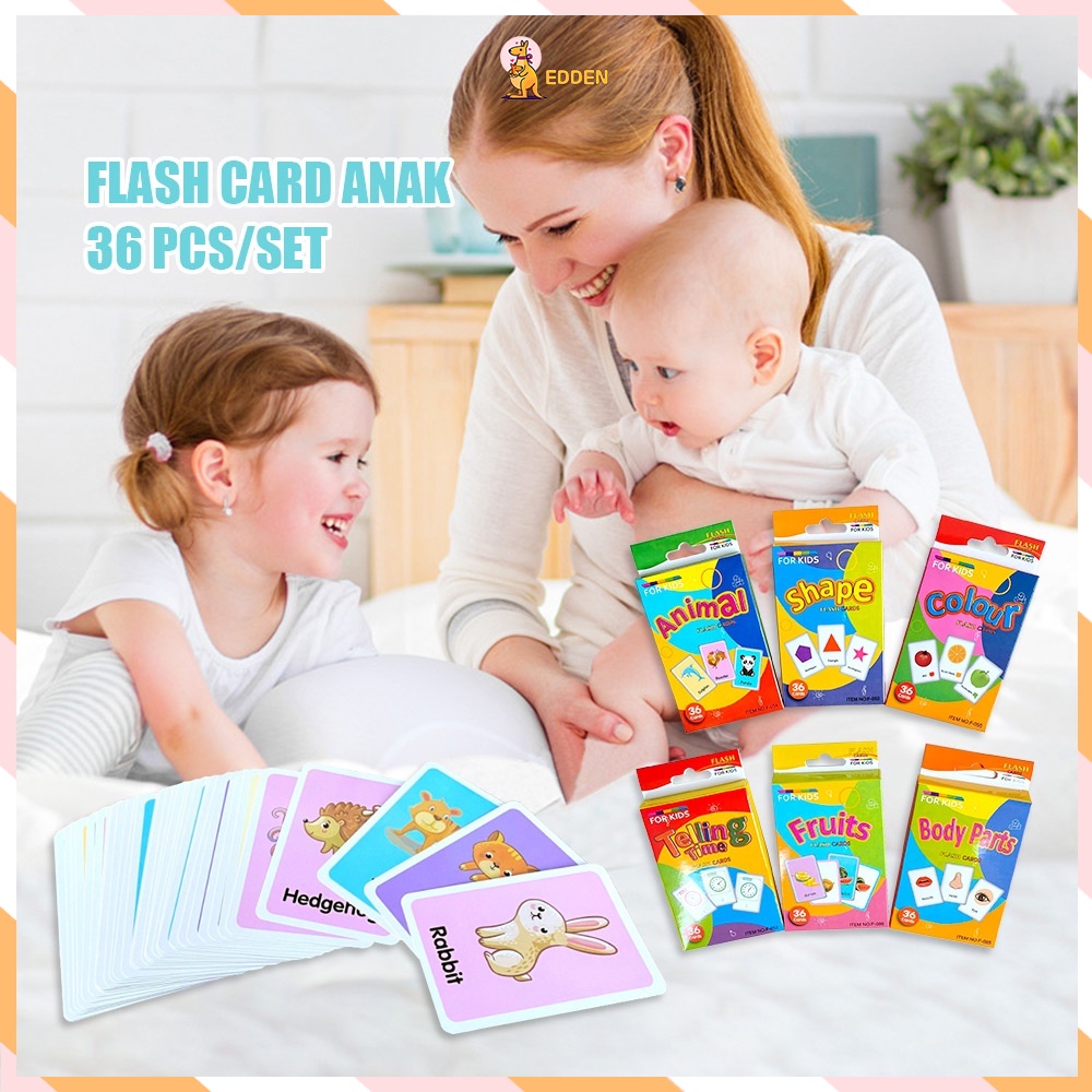 Jual Edden Flash card edukasi anak isi 36 kartu mainan edukasi anak ...