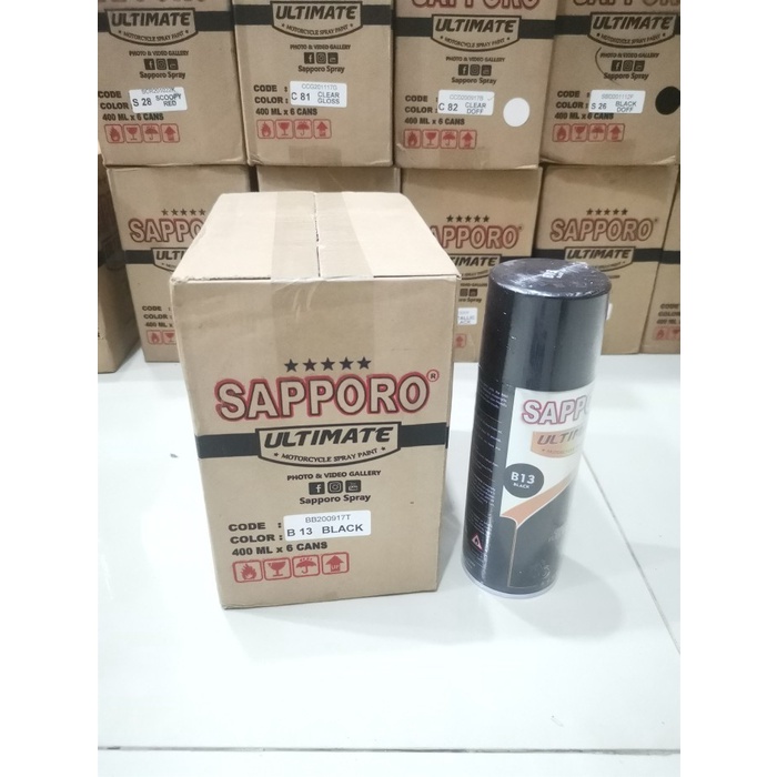 Jual Cat Semprot Sapporo Ultimate B13 Black best star | Shopee Indonesia