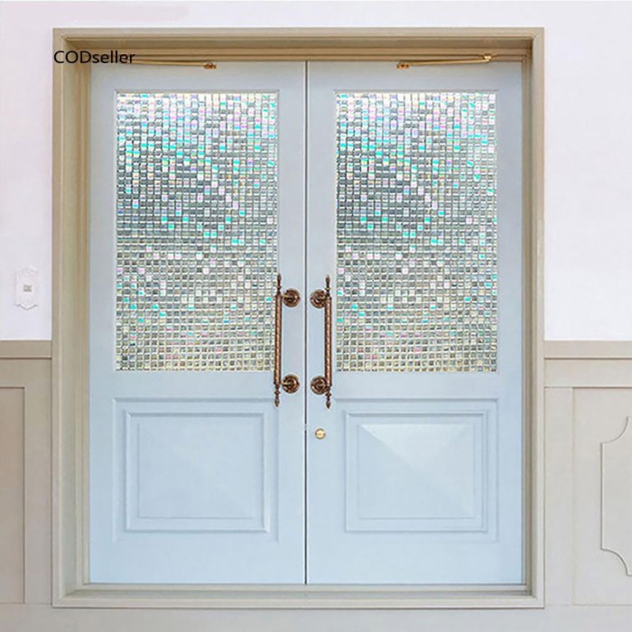 Jual [Ready] Stiker Kaca Pintu Kamar Mandi Motif Mozaik Persegi Warna ...