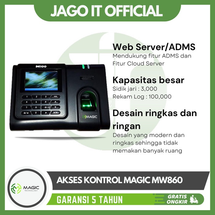 Jual Mesin Absensi Sidik Jari dan Akses Kontrol Fingerprint PIN Magic M100 | Shopee Indonesia