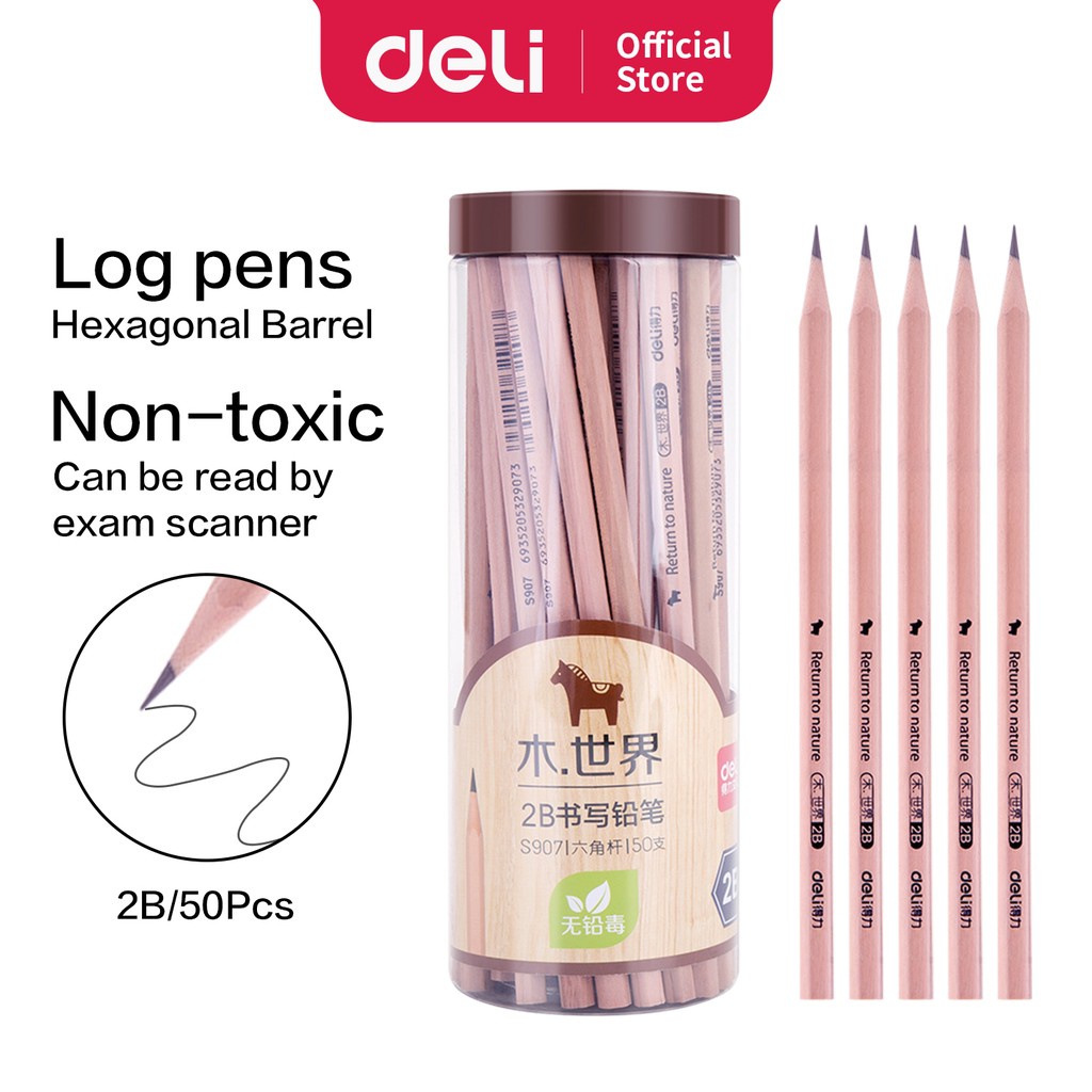 Jual Deli Graphite Pencil / Pensil Kayu Grafit 2B isi 50pcs/BOX S907 ...