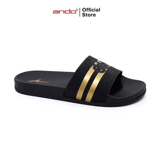 Jual Ando Official Sandal Selop Slip On Voyage Pria Dewasa - Hitam/Emas ...