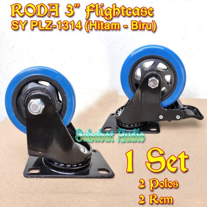 Jual 1 Set Roda Flightcase 3" Polos & Rem / Roda Box Hardcase 3 Inch ...