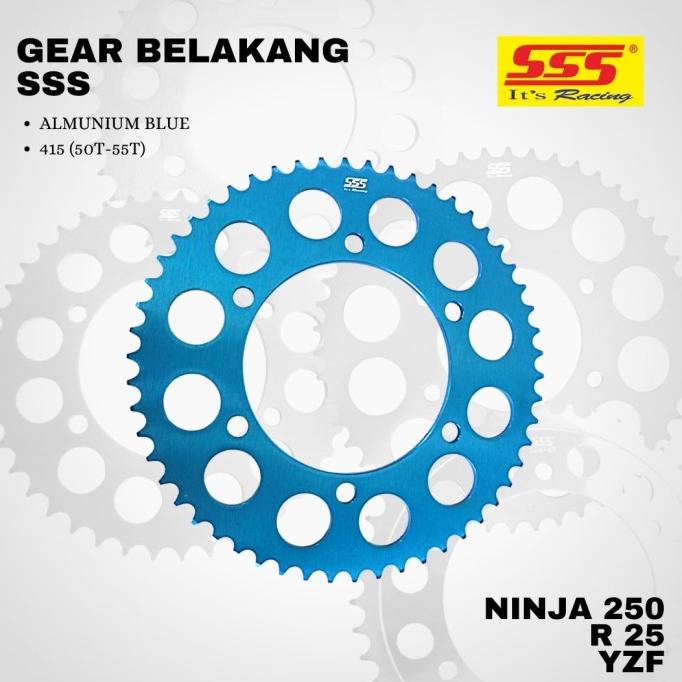 Jual Gear gir R25 yzf sss 415 53T,54T,55T alumunium biru | Shopee Indonesia